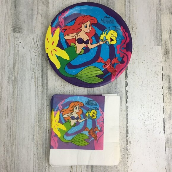 Disney | Dining | Vtg 8s 90s The Little Mermaid Ariel Birthday Party ...